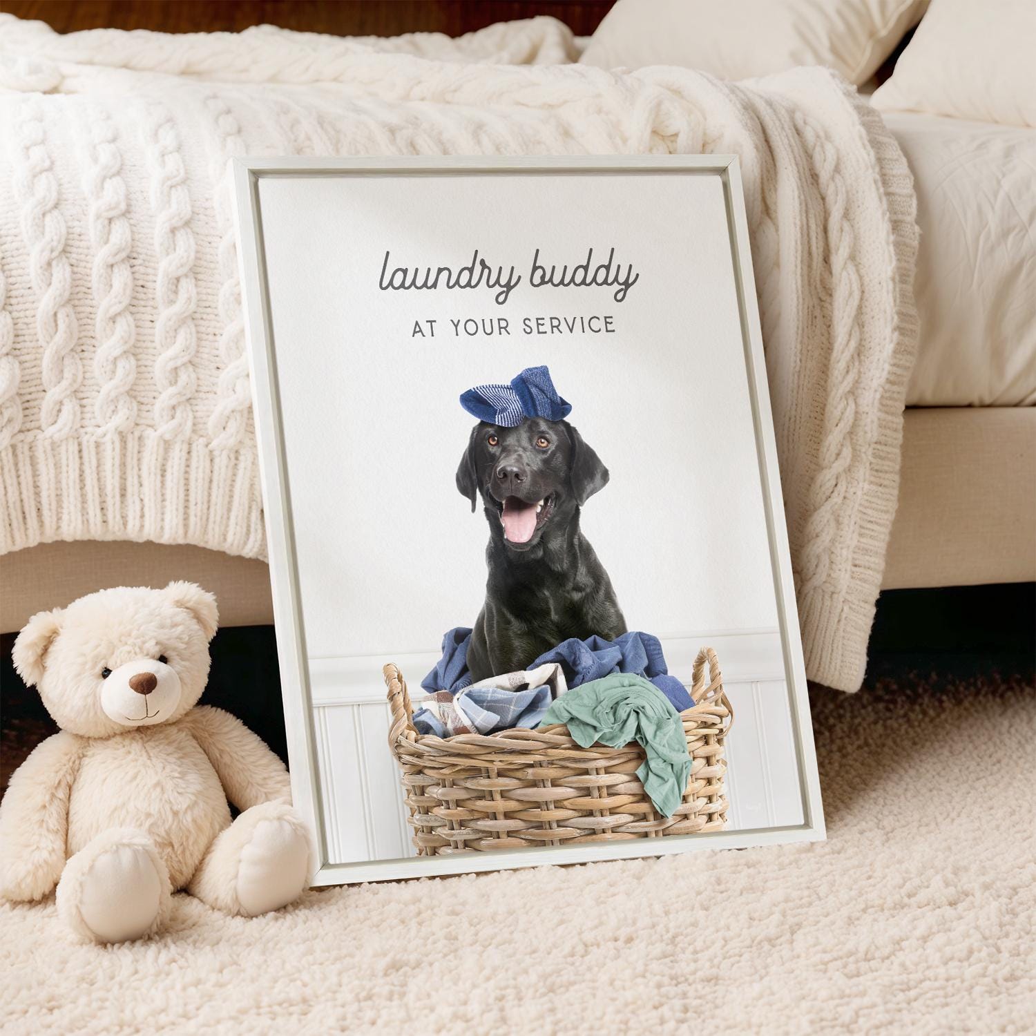 Black Lab Laundry Buddy Art Print: Whimsical Dog Wall Decor - Etsy