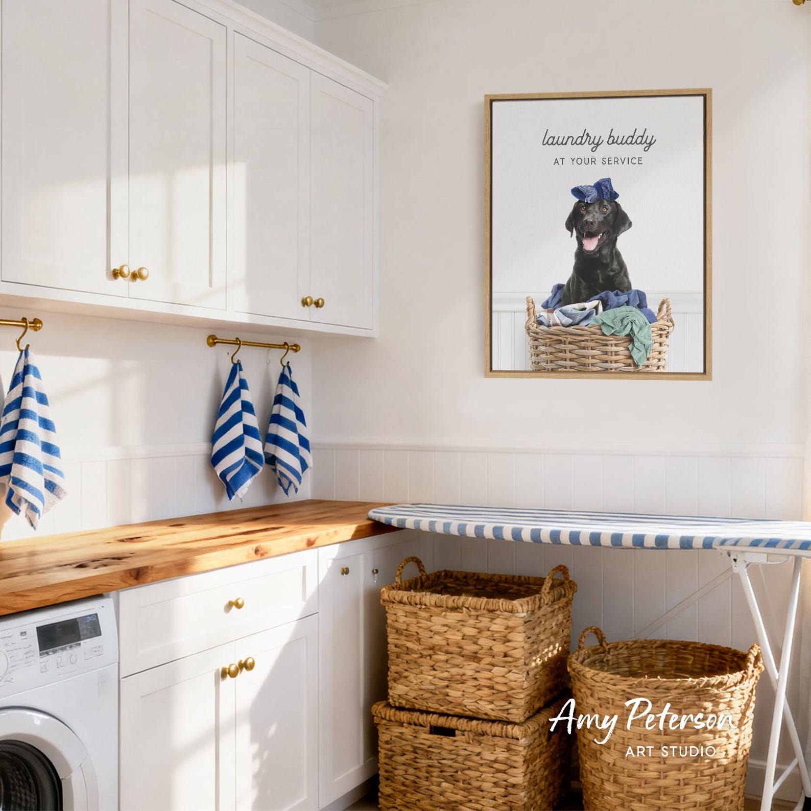 Black Lab Laundry Buddy Art Print: Whimsical Dog Wall Decor - Etsy