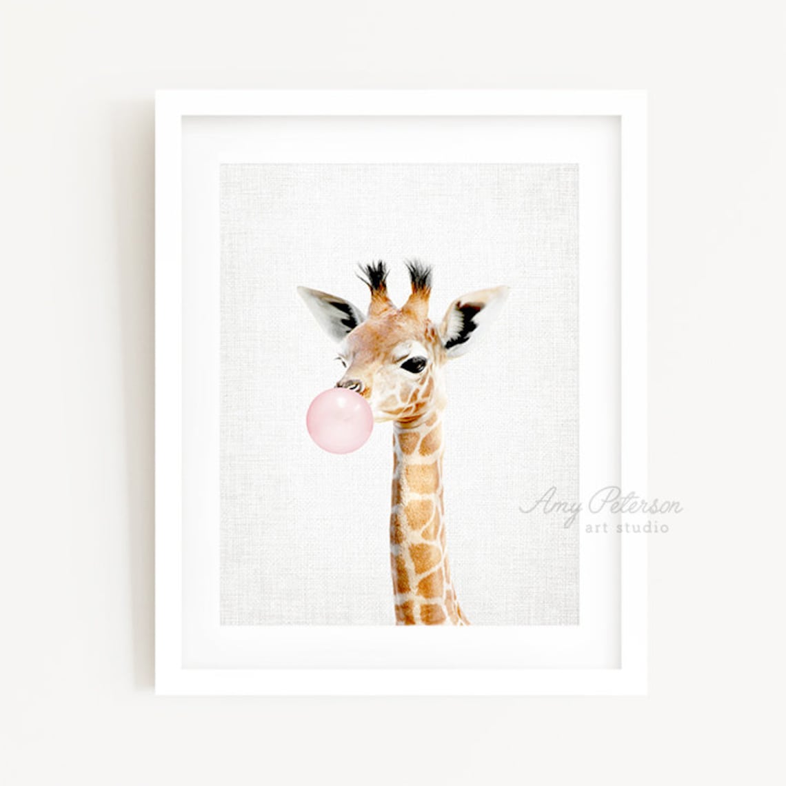 Baby Giraffe Blowing Bubble Gum Giraffe Print Safari Nursery - Etsy