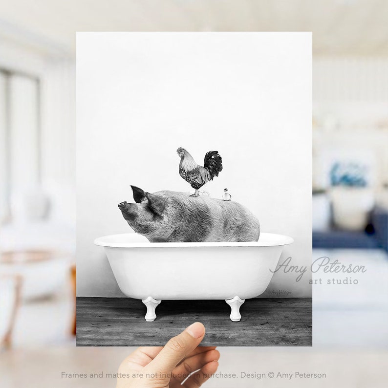 Farm Animals in a Vintage Bathtub Rustic Bath Style Stacked - Etsy