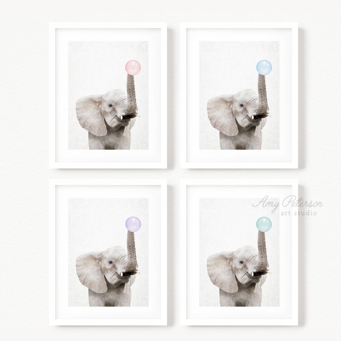 Baby Elephant Blowing Bubble Gum Elephant Print Safari - Etsy