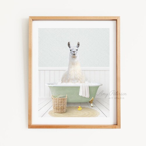 Llama in a Vintage Bathtub Cottage Rose Bath Style Llama in - Etsy