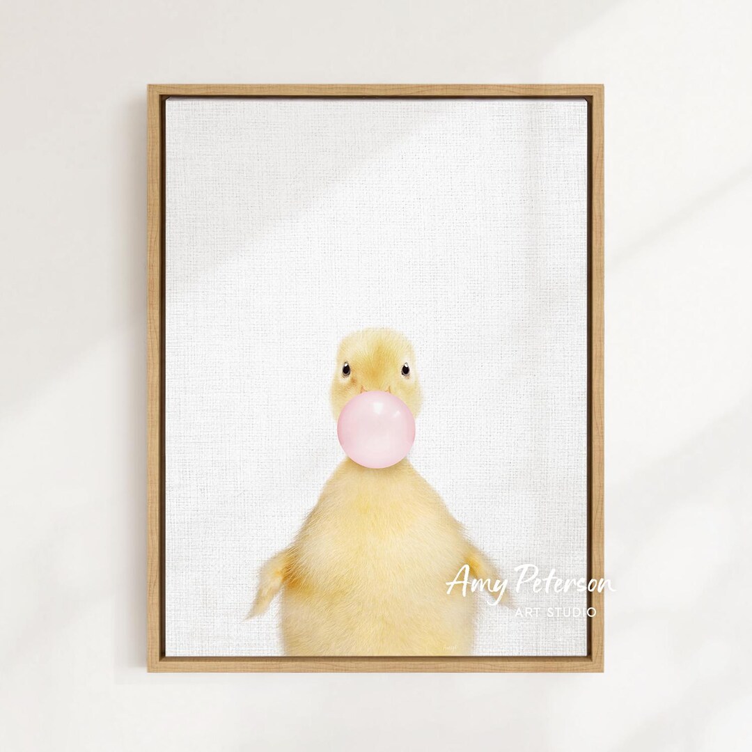 Baby Duck Bubble Gum Print: Nursery Animal Wall Art - Etsy