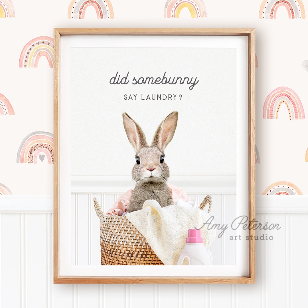 Bunny did Somebunny Say Laundry, Laundry Wall Art, Laundry Wall Decor ...