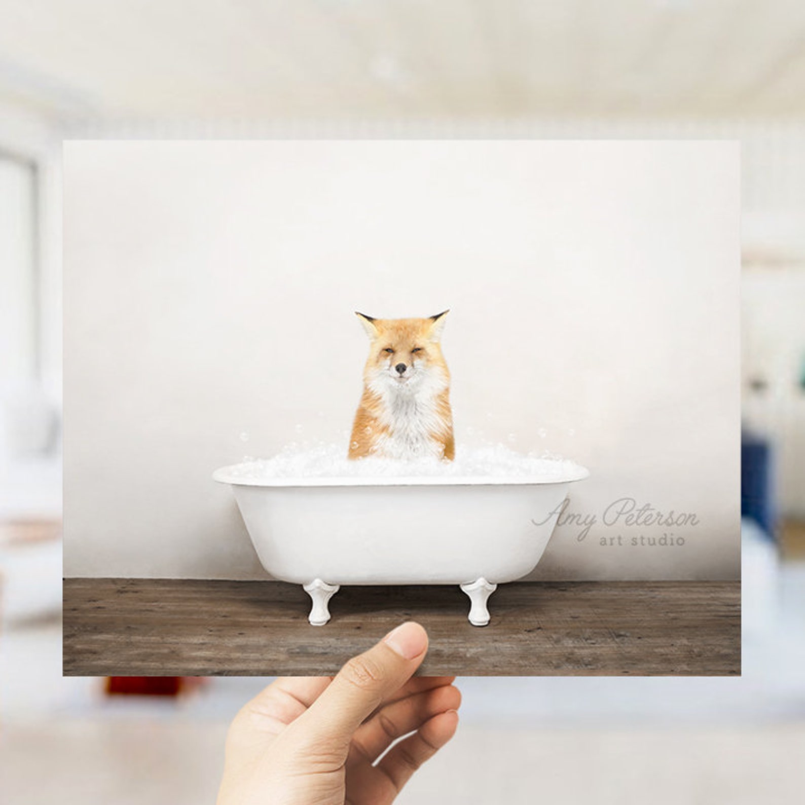 Fox in a Vintage Bathtub Rustic Bath Style Fox in Tub - Etsy