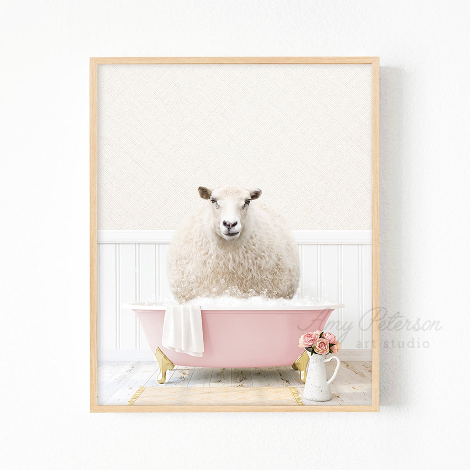 Sheep in a Vintage Bathtub Cottage Rose Bath Style Sheep in - Etsy