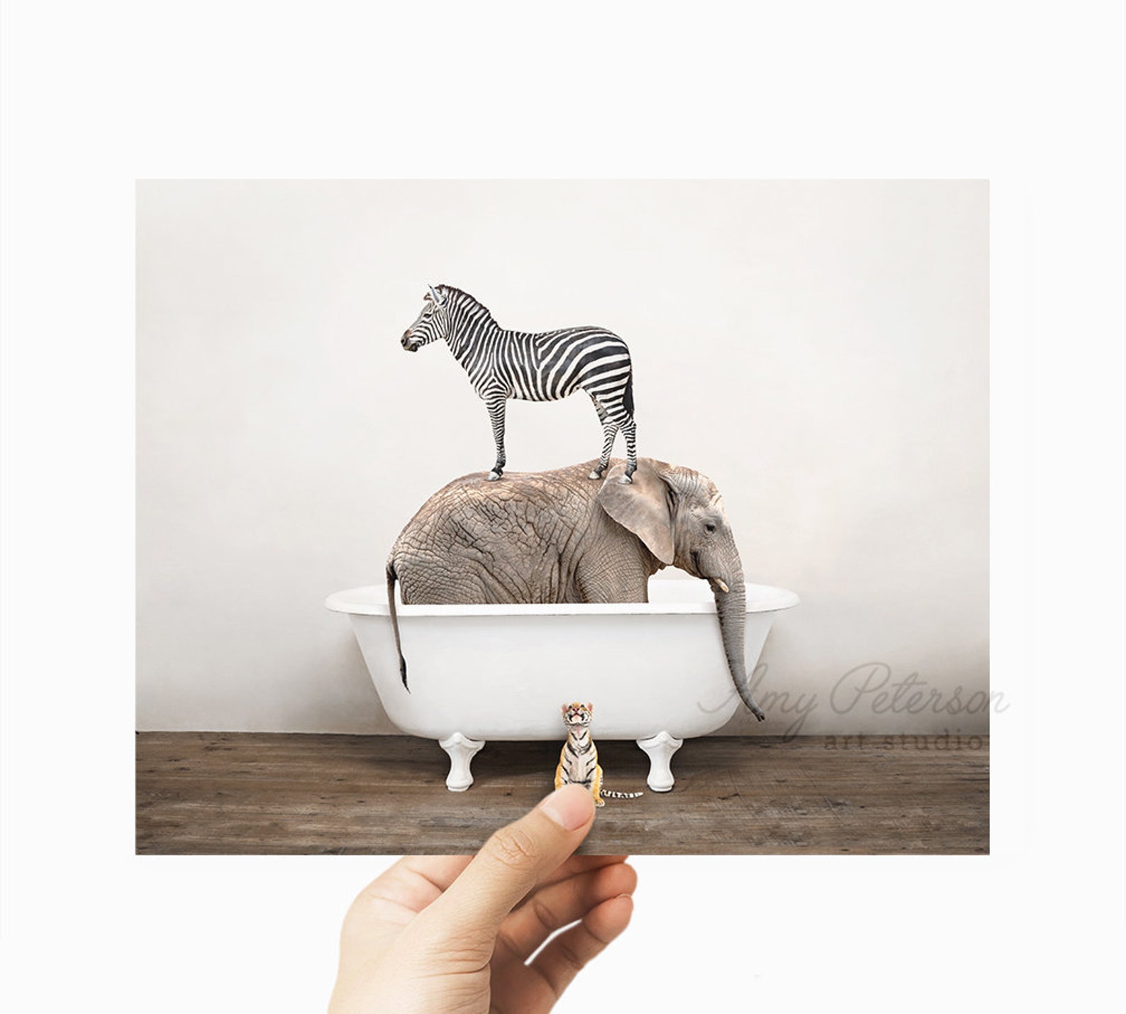 Safari Animals in a Vintage Bathtub Rustic Bath Style Wild - Etsy