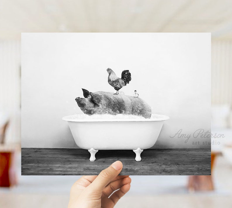 Farm Animals in a Vintage Bathtub Rustic Bath Style Stacked - Etsy