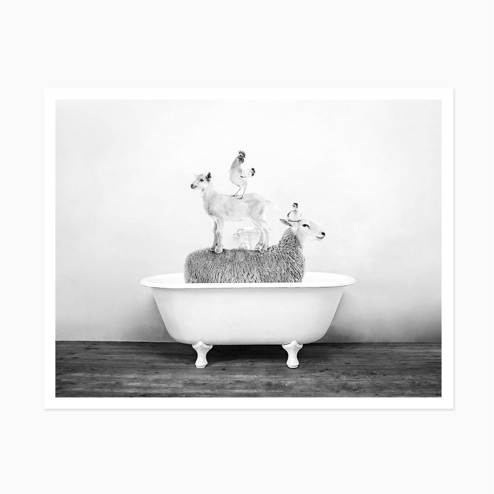 Farm Animals in a Vintage Bathtub Rustic Bath Style Stacked - Etsy