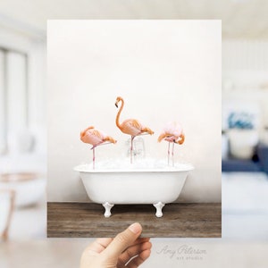 Three Flamingos in a Vintage Bathtub, Rustic Bath Style, Flamingo in ...