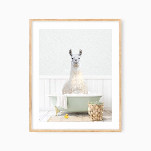 Llama in a Vintage Bathtub Cottage Rose Bath Style Llama in - Etsy