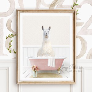 Llama in a Vintage Bathtub, Cottage Rose Bath Style, Llama in Tub ...
