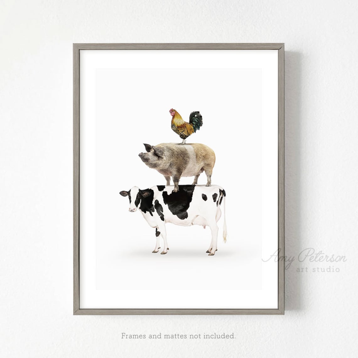 Stacked Farm Animals Farmhouse Decor Farm Animal Art Rustic | Etsy