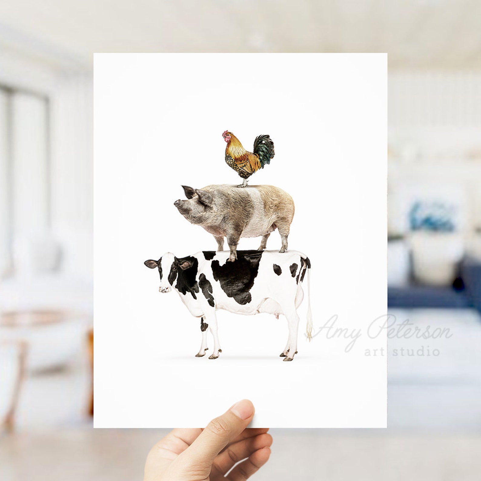 Stacked Farm Animals Farmhouse Decor Farm Animal Art Rustic - Etsy