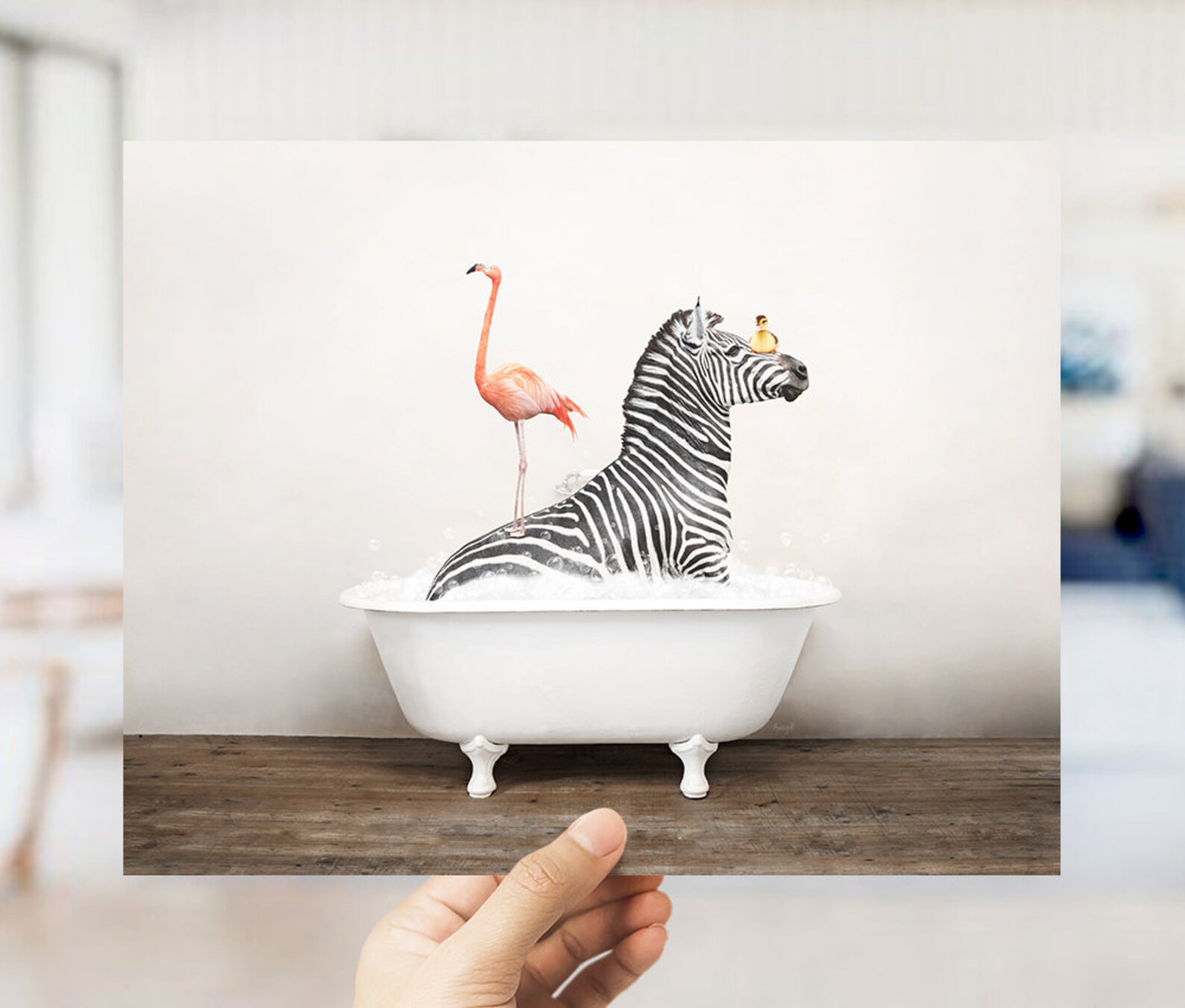 Stacked Safari Animals in a Vintage Bathtub, Rustic Bath Style, Animal ...
