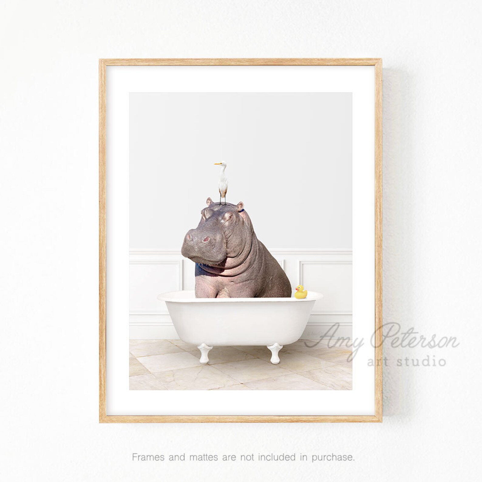 Hippo in a Vintage Bathtub Hippo Taking a Bath Hippo in Tub | Etsy