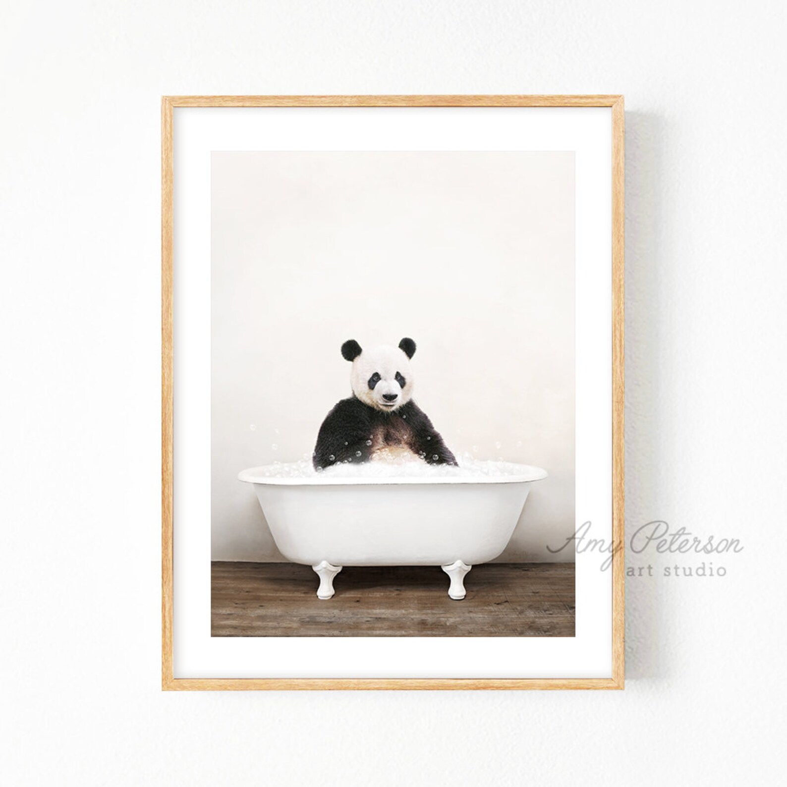 Panda in a Vintage Bathtub Rustic Bath Style Panda in Tub | Etsy