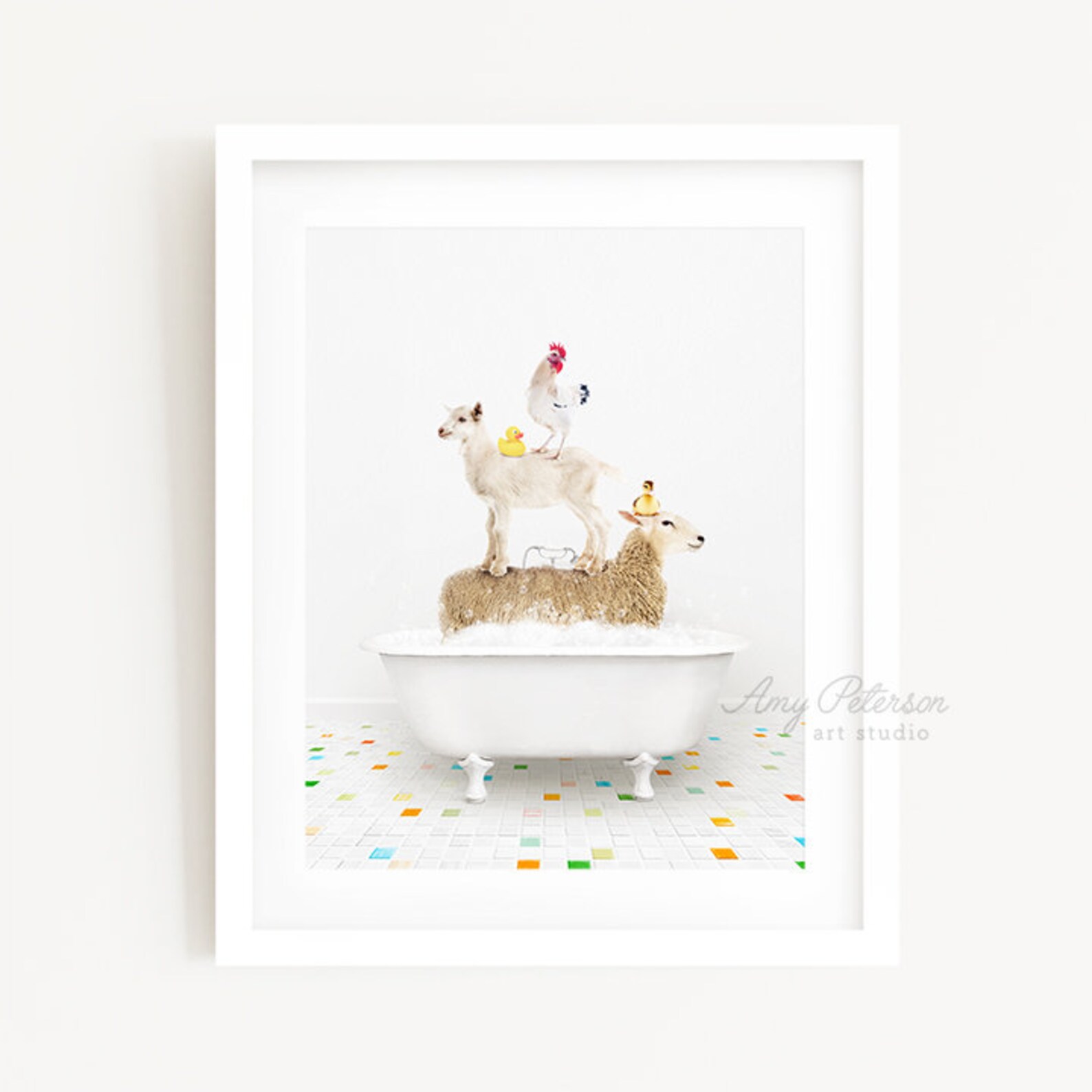 Farm Animals in a Vintage Bathtub Kids Bath Style Stacked - Etsy