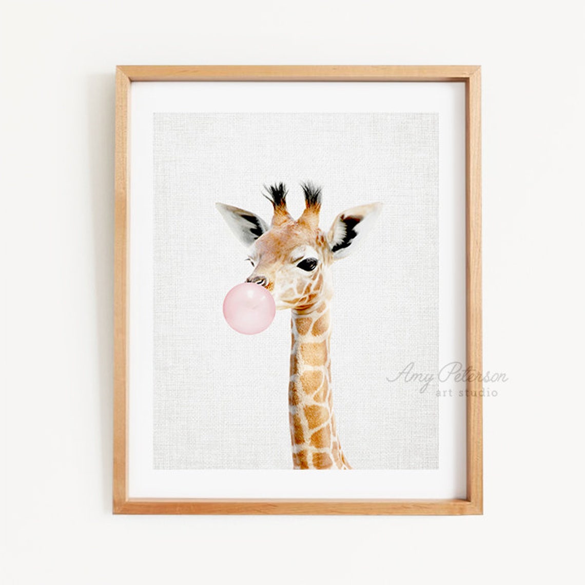 Baby Giraffe Blowing Bubble Gum Giraffe Print Safari Nursery - Etsy