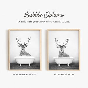 Deer in a Vintage Bathtub, Rustic Bath Style in Black and White, Deer ...