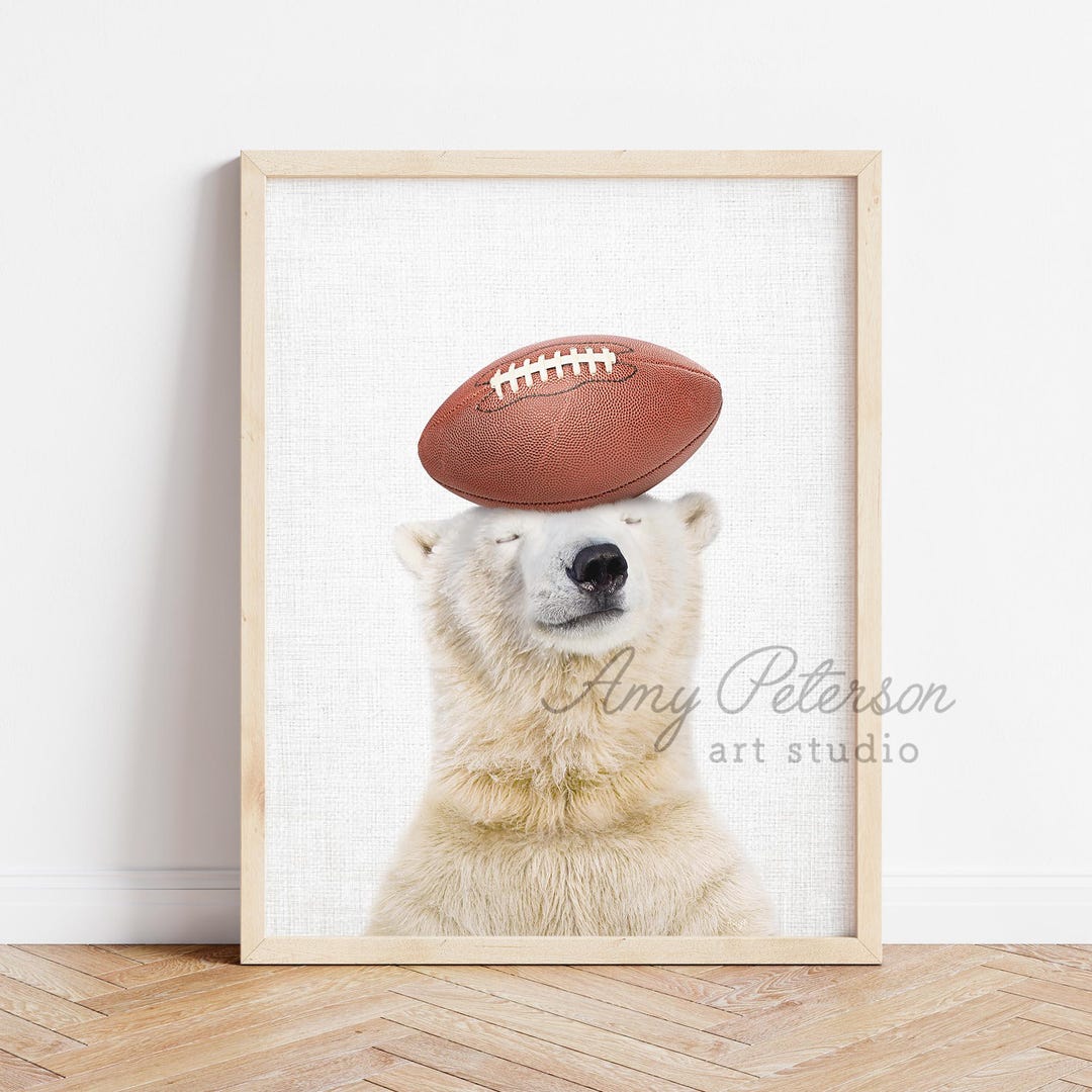 Polar Bear Football, Nordic Bear Portrait, Bear Art, Football Wall Art ...