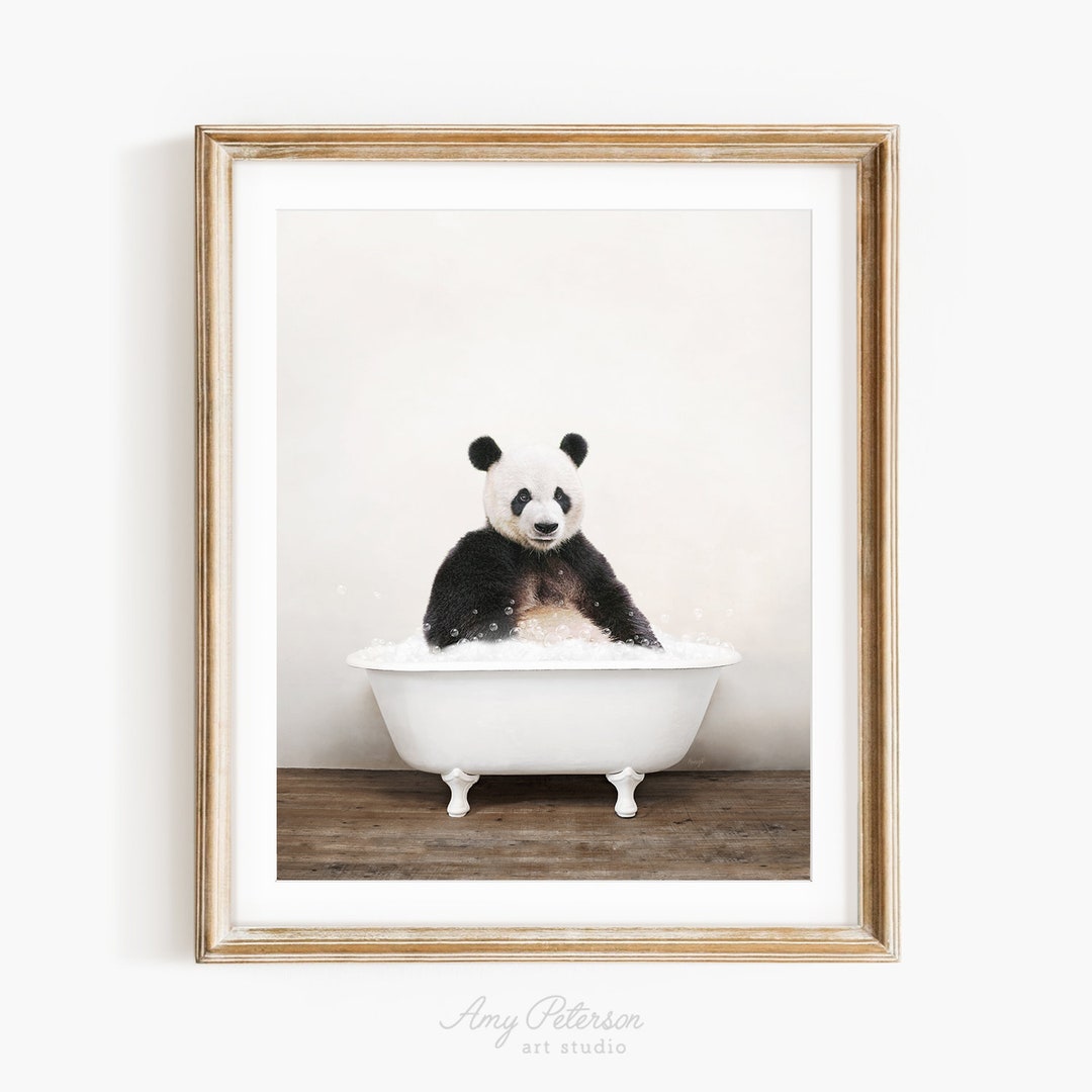 Panda in a Vintage Bathtub Rustic Bath Style Panda in Tub - Etsy