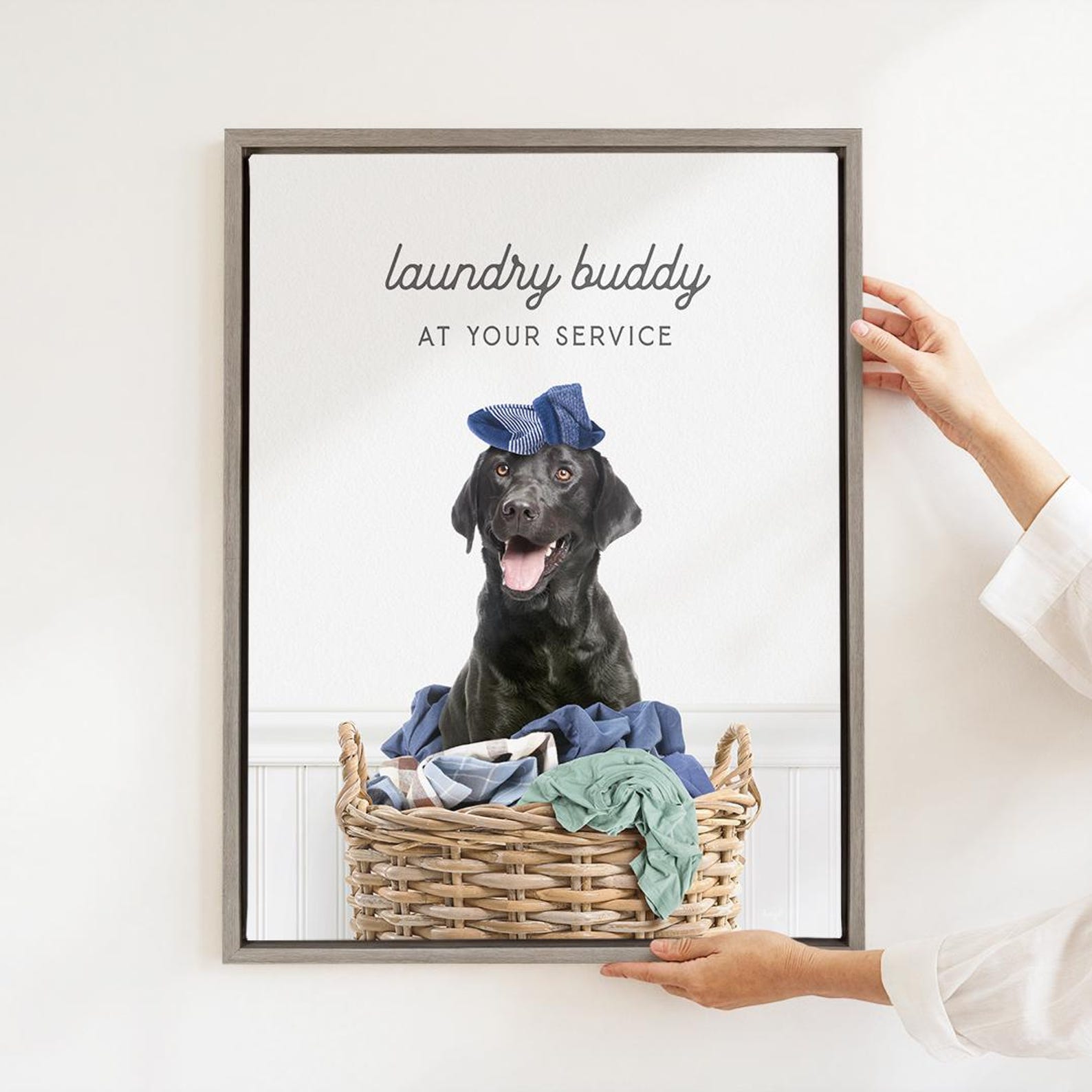 Black Lab Laundry Buddy Art Print: Whimsical Dog Wall Decor - Etsy