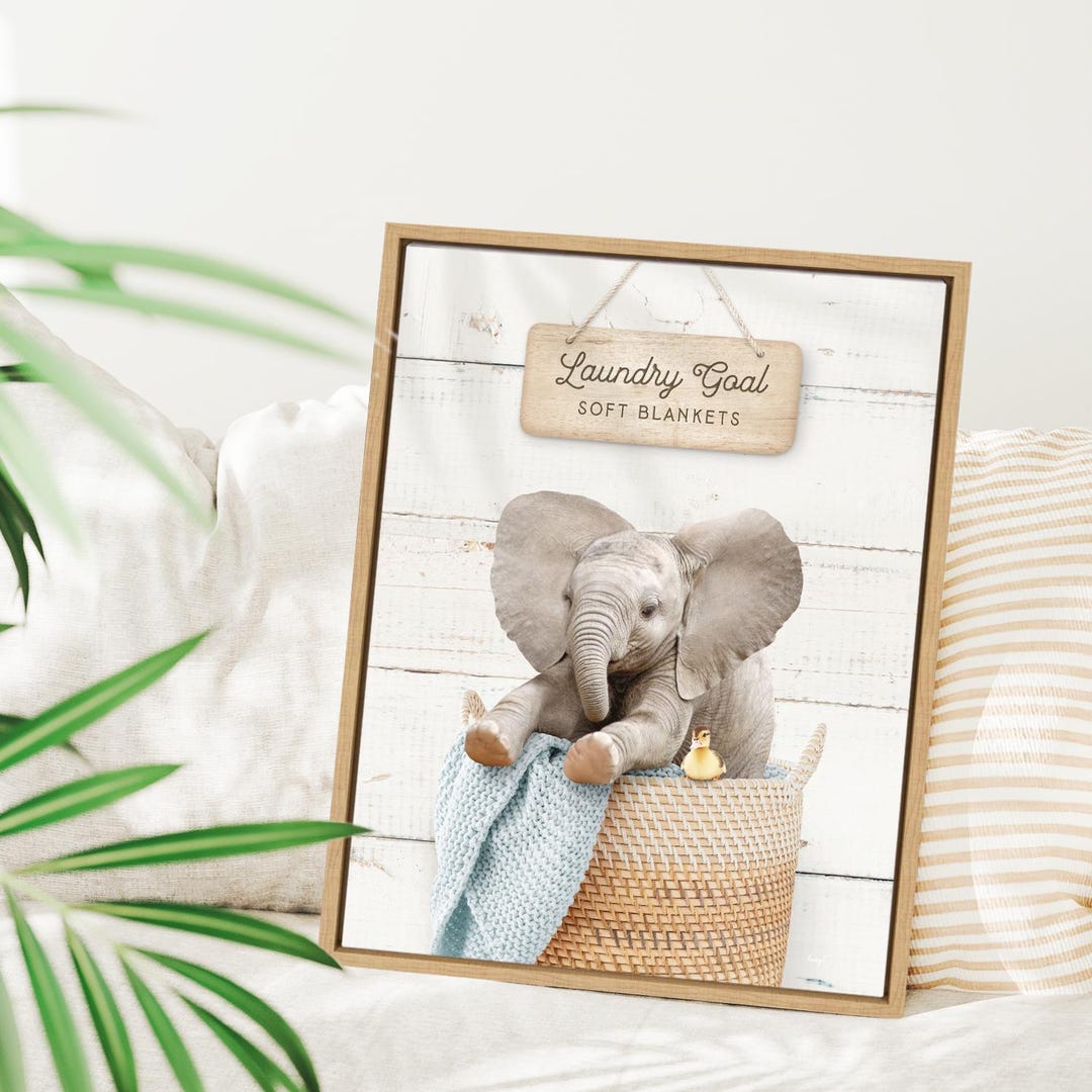 Baby Elephant Laundry Goal Art Print: Nursery Animal Wall Decor - Etsy