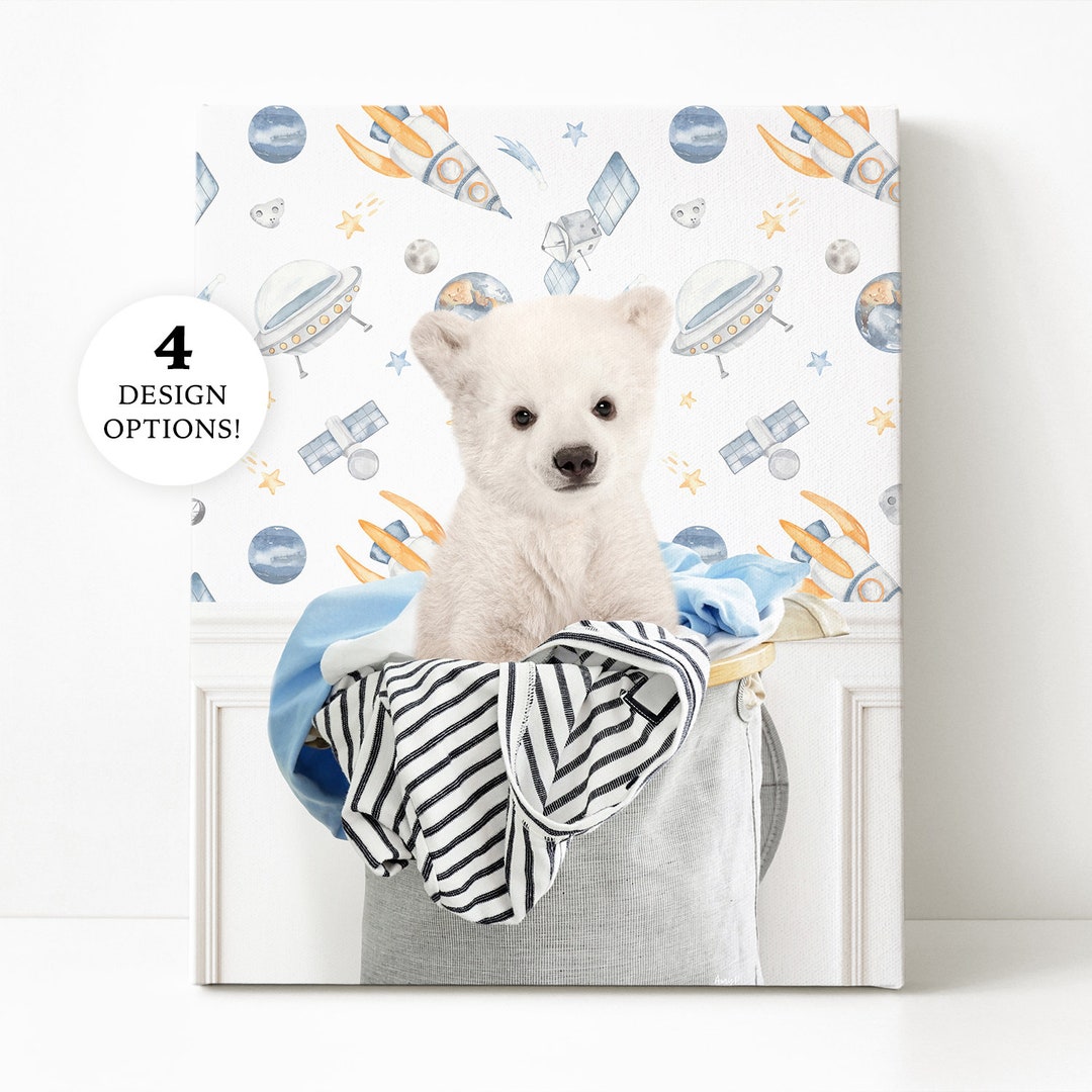 Baby Polar Bear in Laundry Basket, Laundry Wall Art, Laundry Wall Decor ...
