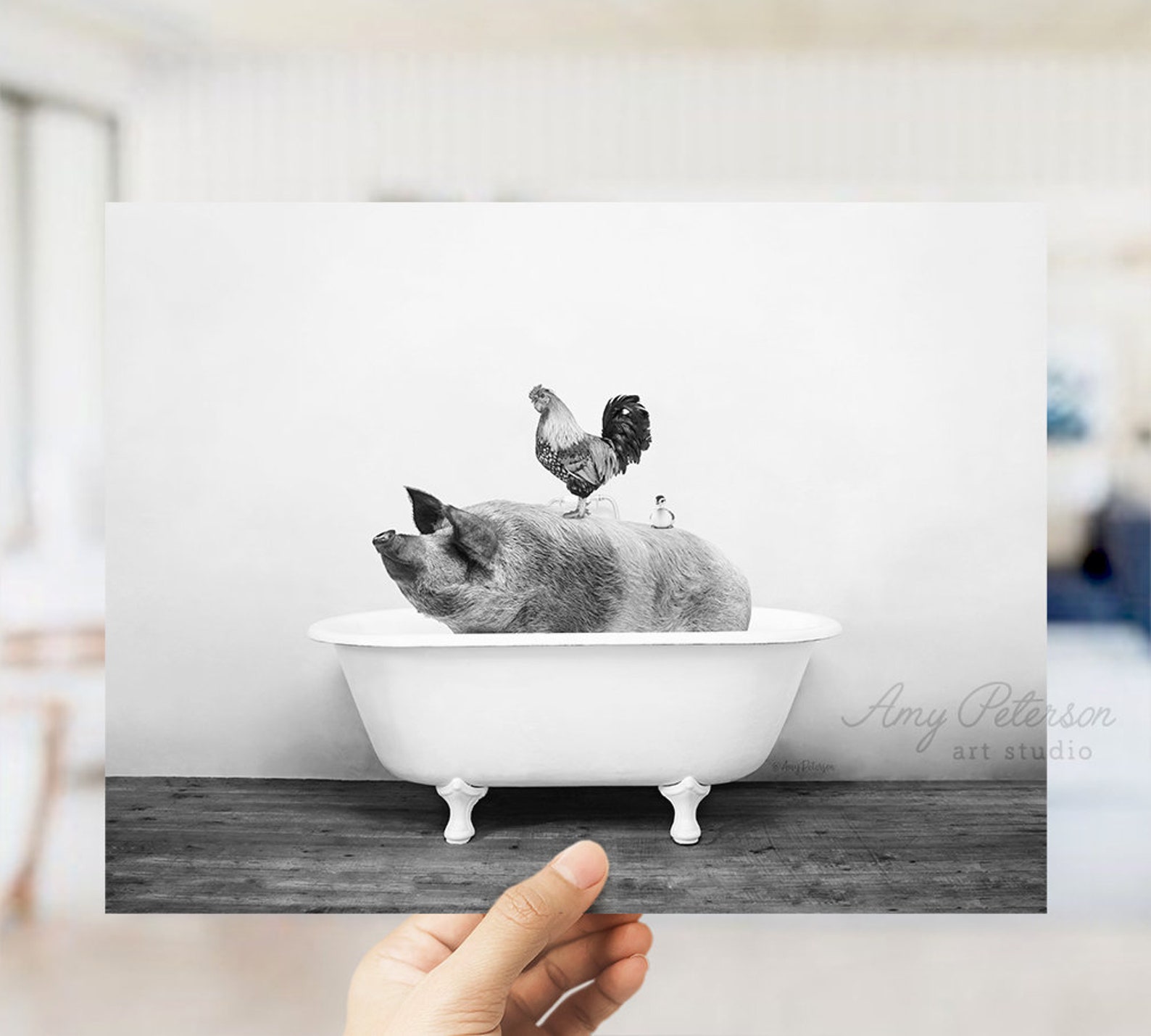 Farm Animals in a Vintage Bathtub Rustic Bath Style Stacked - Etsy