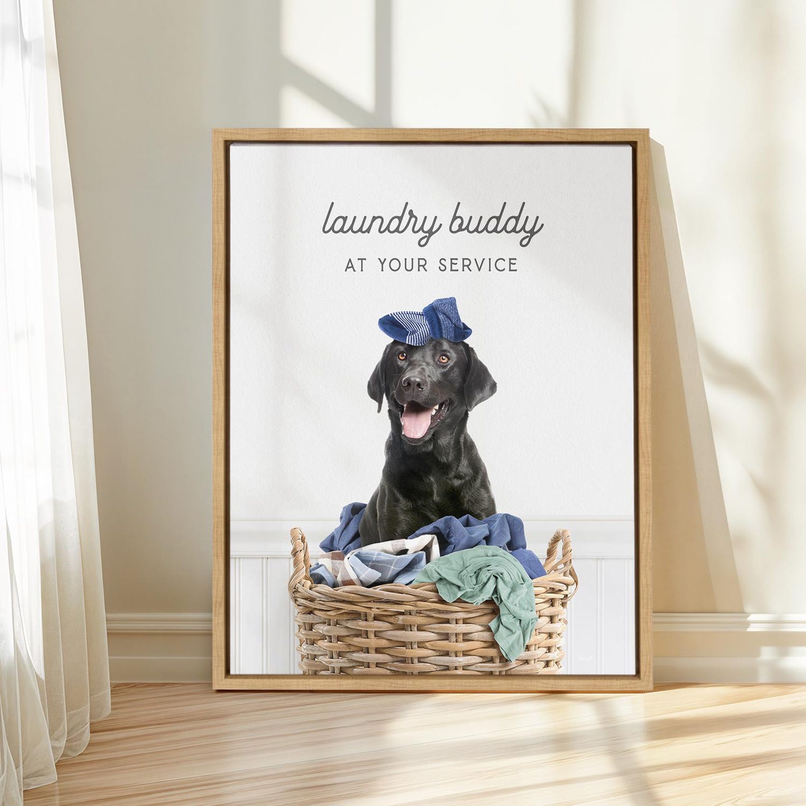 Black Lab Laundry Buddy Art Print: Whimsical Dog Wall Decor - Etsy