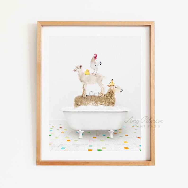 Farm Animals in a Vintage Bathtub Kids Bath Style Stacked - Etsy