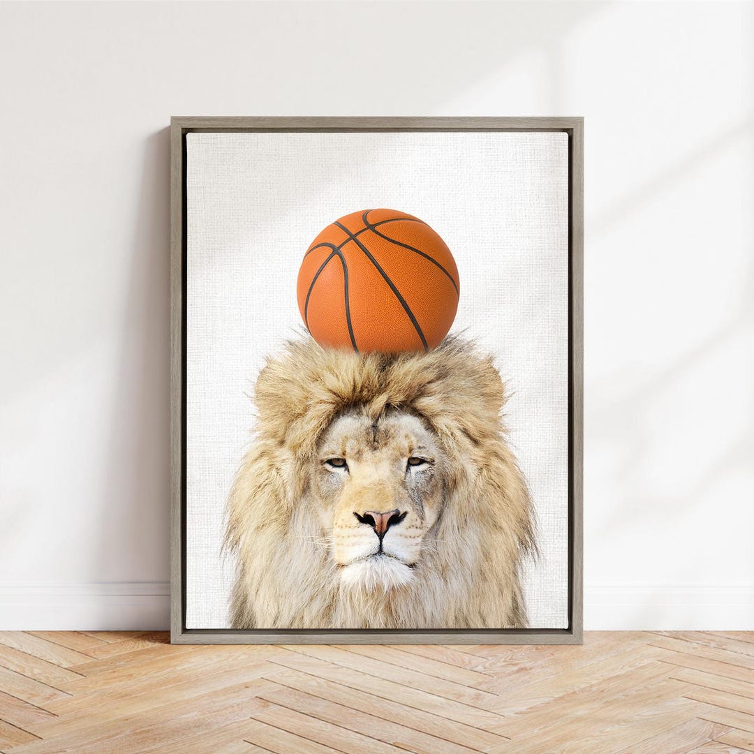 Basketball Lion Wall Art: Kids Room Decor - Framed or Print - Etsy