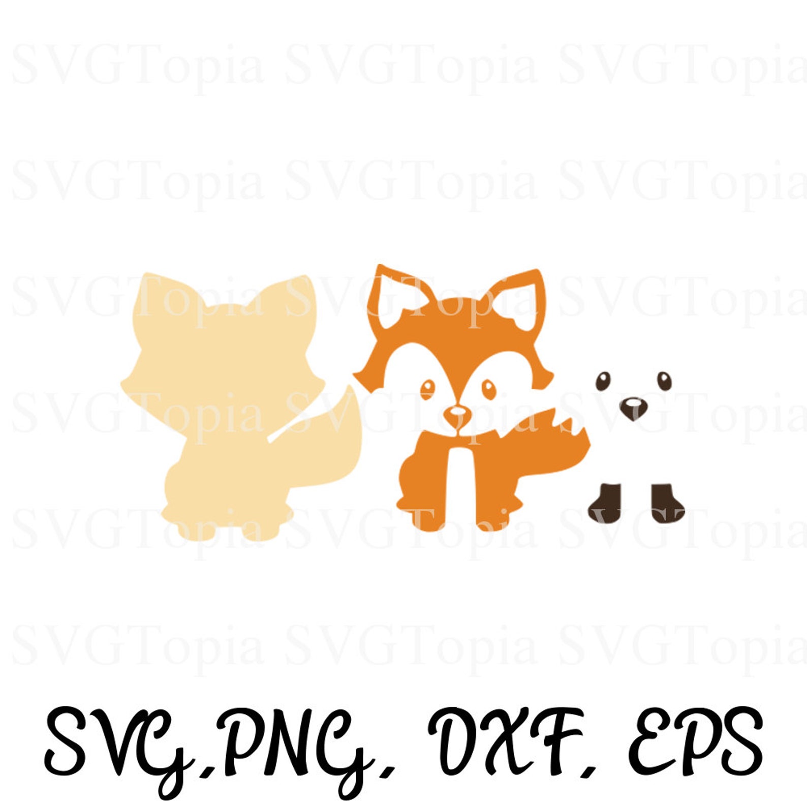 Cute Fox SVG PNG EPS Dxf Clip Art for Die Cut Machines Like | Etsy