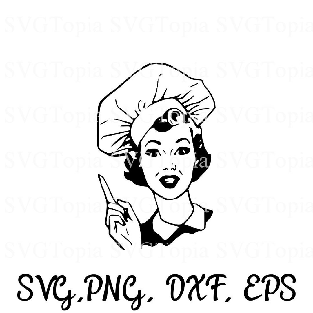 Retro Chef Hat Woman Cook SVG PNG EPS Dxf Clip Art for Die Cut Machines ...