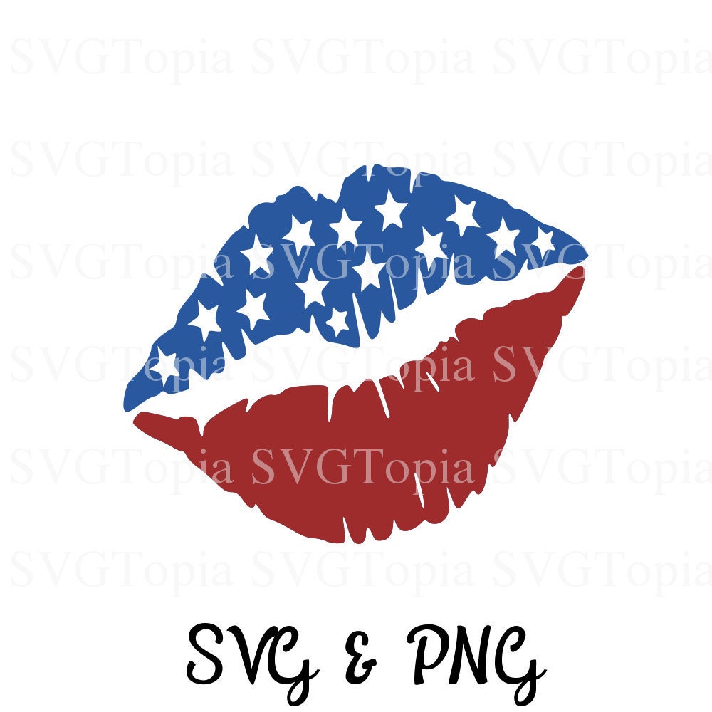 4th of July United States Flag Lips SVG and PNG Clip Art for Die Cut ...