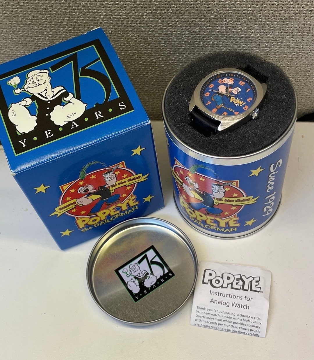 Vintage 75th Anniversary Popeye Watch in Original Box & Tin. - Etsy