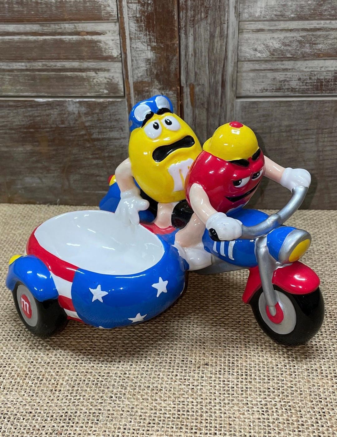 M&m's Motorcycle With Sidecar Candy Dish Ceramic Galerie 2002 Red and ...
