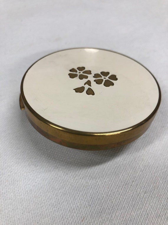 vintage enamel compact mirror - Gem