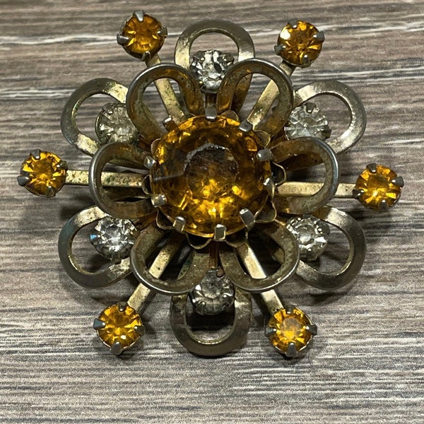 Amber Rhinestone Pin - Etsy