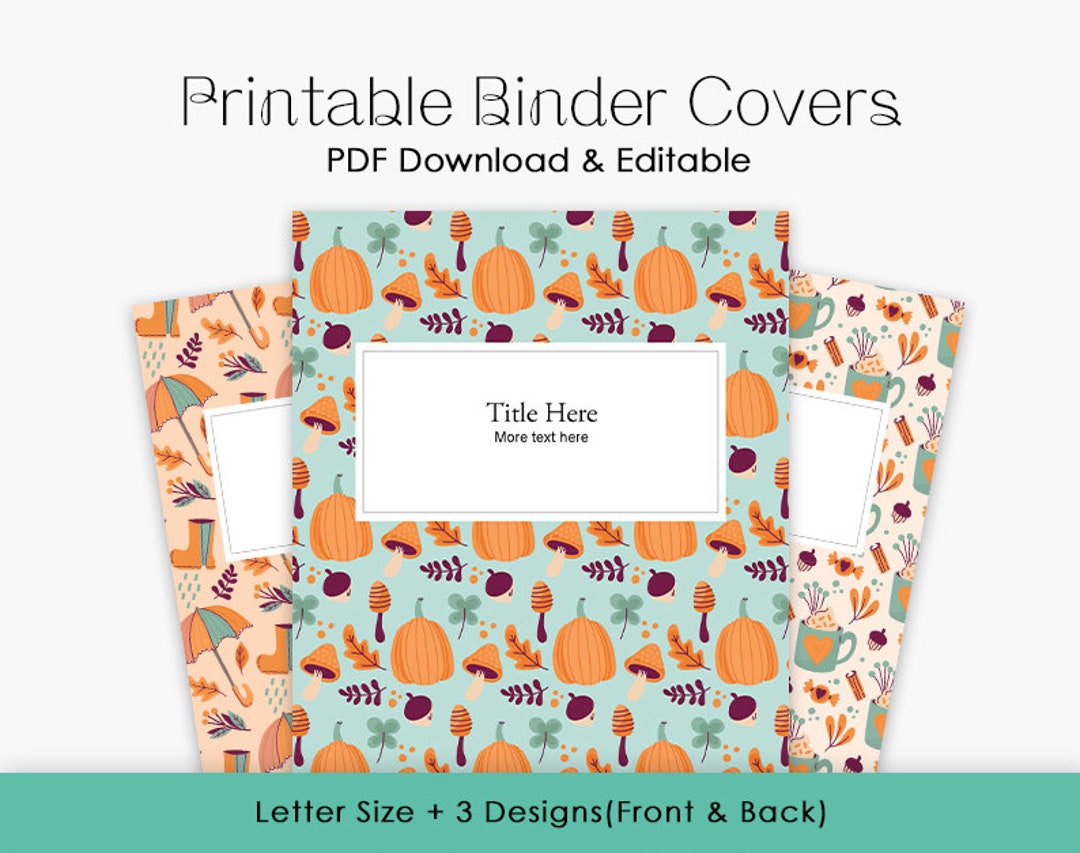 Cute Autumn Printable Binder Covers | Mushroom Binder Covers | Pumpkin ...