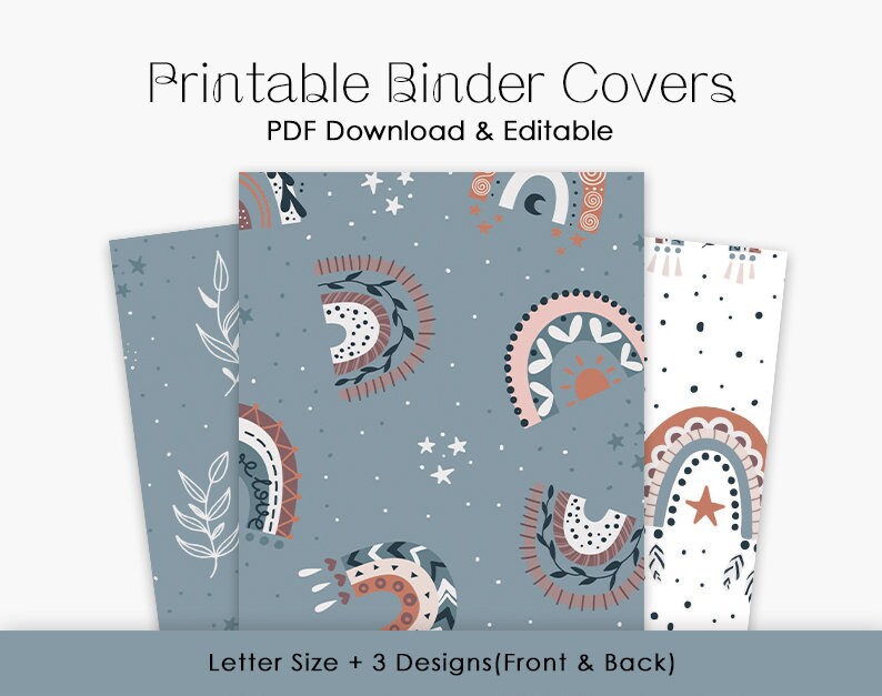 Boho Binder Cover Printable: Editable Template, Spines (digital ...