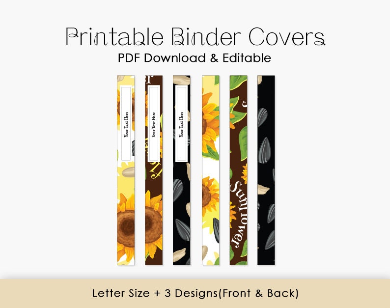 Sunflower Printable Binder Covers - Etsy