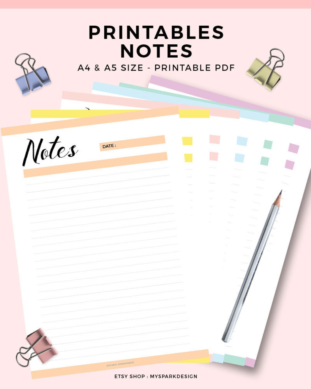 Printable Lined Paper | Planner Inserts - Etsy