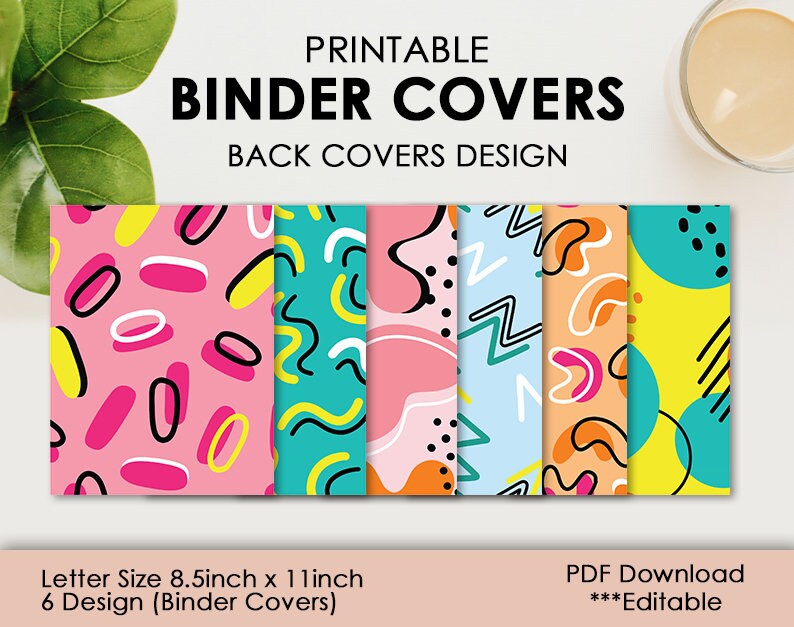 Geometric Binder Cover Printable: Editable Design Template (PDF) - Etsy