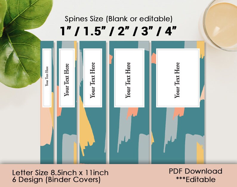 Geometric Binder Cover Printable: Editable Binder Spines (PDF) - Etsy