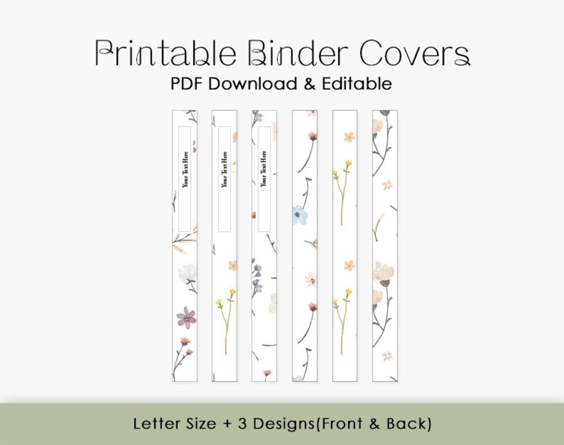 Printable Editable Floral Binder Cover Template - Etsy