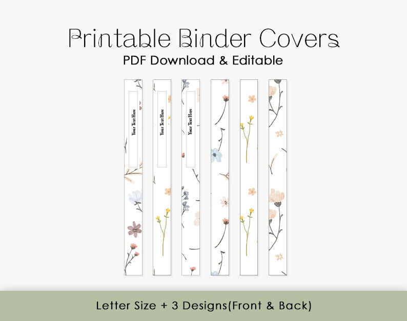 Printable Editable Floral Binder Cover Template - Etsy