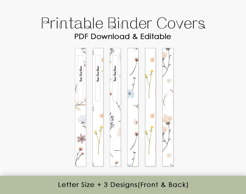 Printable Editable Floral Binder Cover Template - Etsy