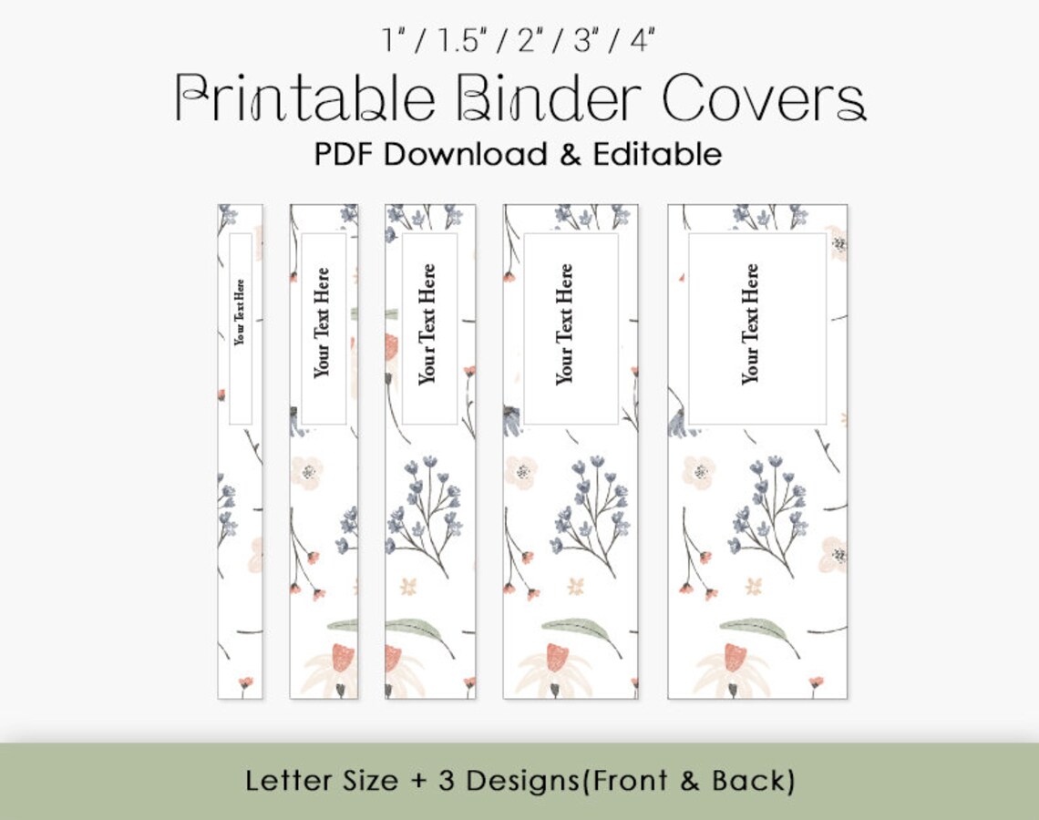 Printable Editable Floral Binder Cover Template - Etsy